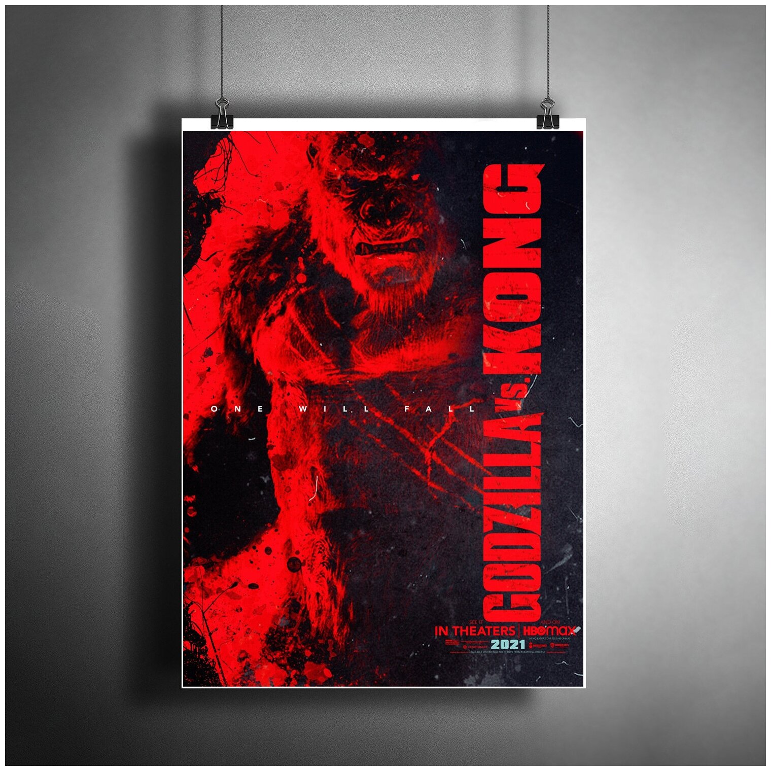 Постер плакат для интерьера "Фильм: Годзилла против Конга. Godzilla vs. Kong"/ Декор дома, офиса, комнаты A3 (297 x 420 мм)