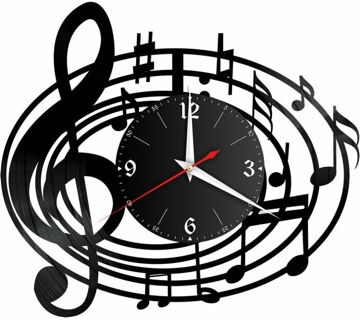 Часы из винила Redlaser "Музыка (Скрипичный ключ)" VW-10297