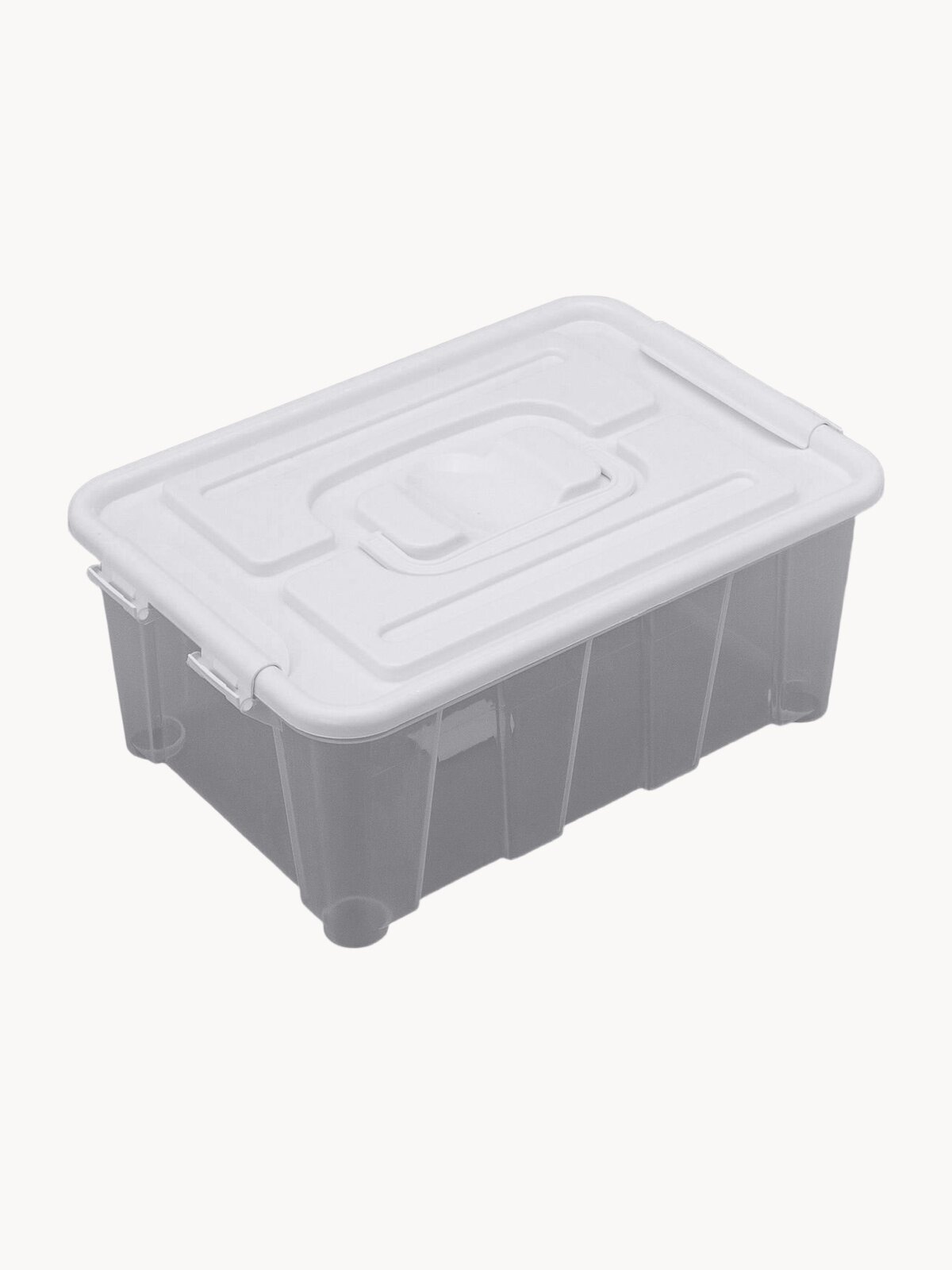 Контейнер для хранения с крышкой и ручками, 4 л, 28,5*19*12 см, пластиковый, прозрачный, Рантис (белый)