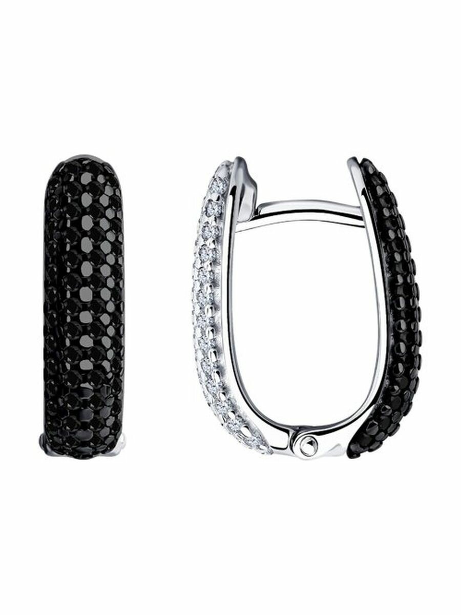 Серьги, серебро, 925 проба, родирование, фианит