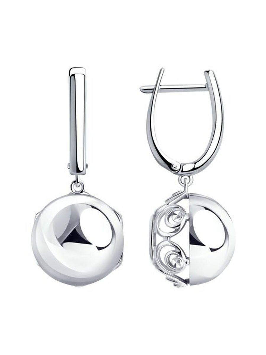 Серьги, серебро, 925 проба, родирование