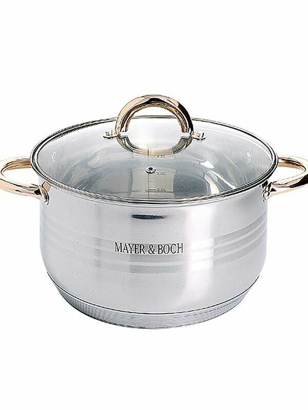 Кастрюля с крышкой индукция Mayer&Boch, стальная, 6,3л