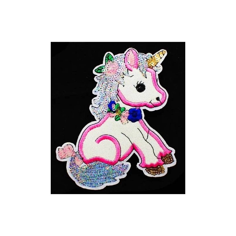 Термоаппликации с пайетками Realtex M1076 "Единорог"