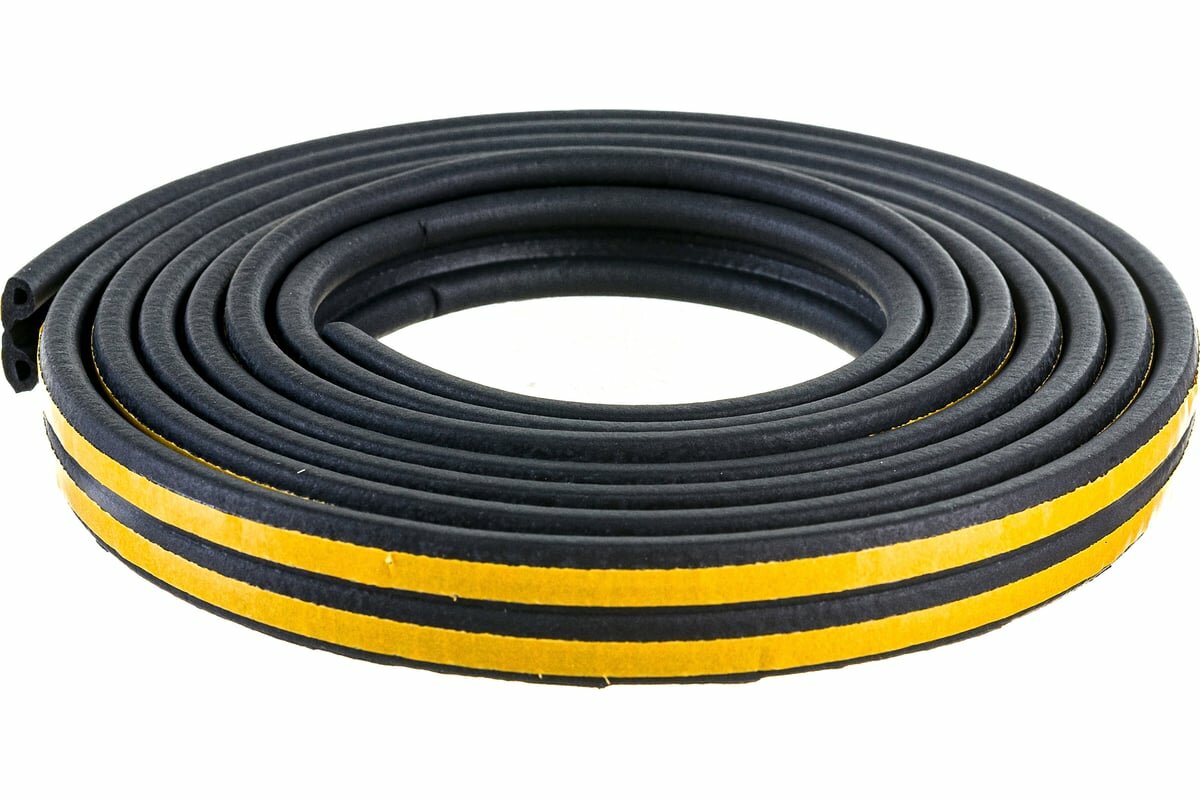 ТДВ самоклеящийся уплотнитель для дверей и окон Р-профиль 9х5,5 мм, 6м черный