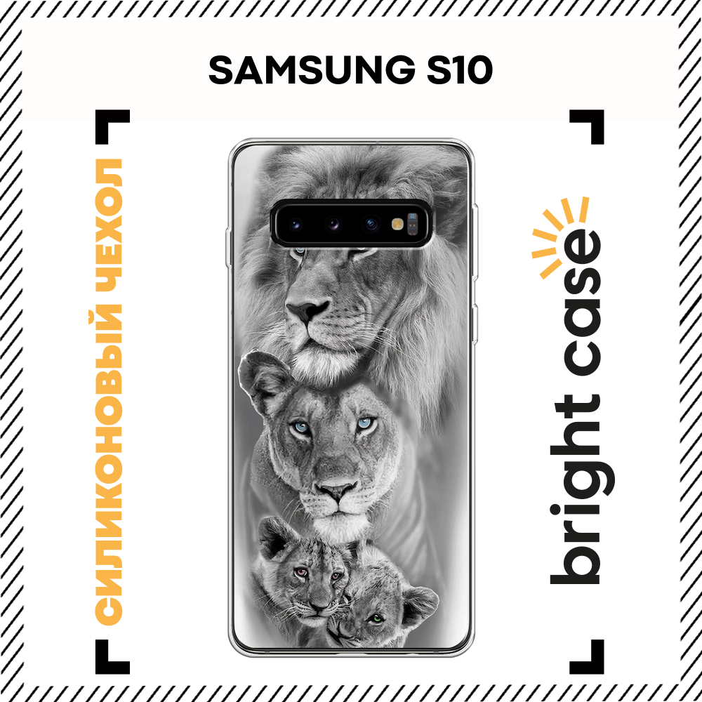 Чехол на Samsung Galaxy S10 / Самсунг S10 с принтом Львиная семья