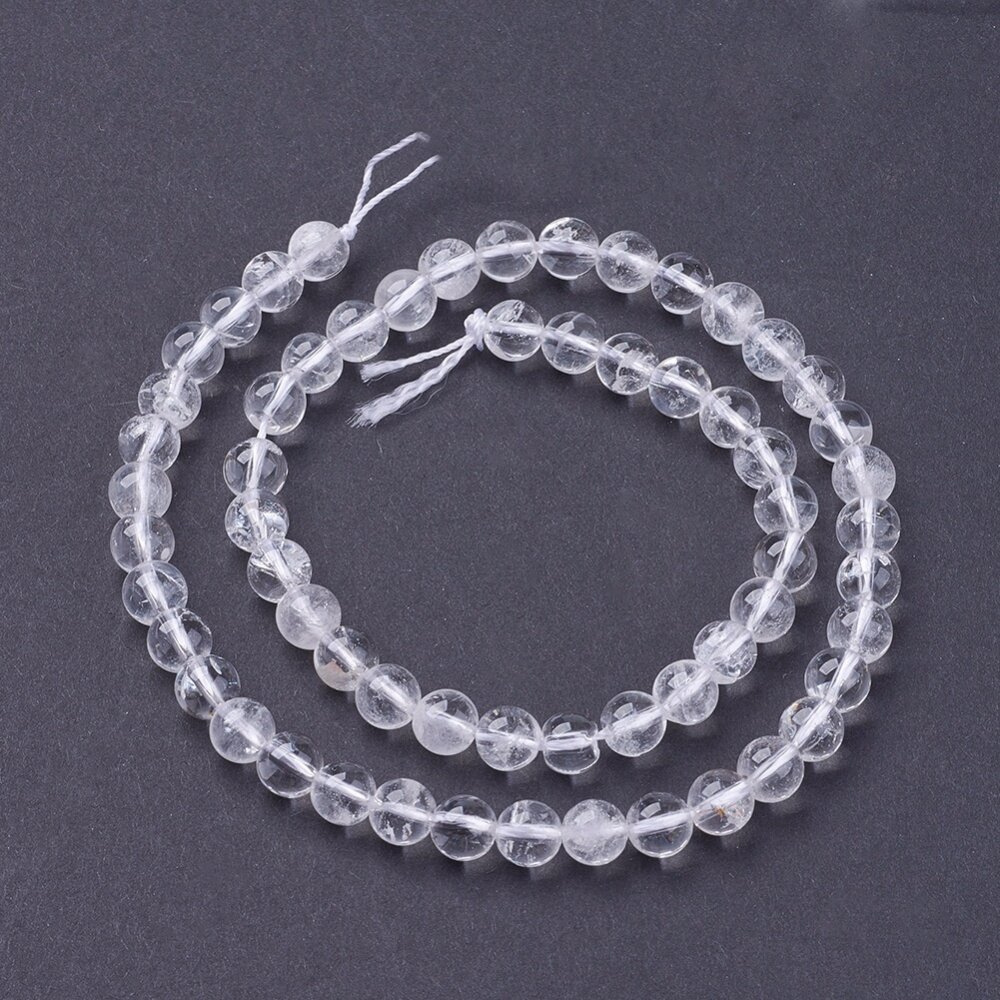 Бусины каменные, горный хрусталь, 6мм, 58 шт, низка