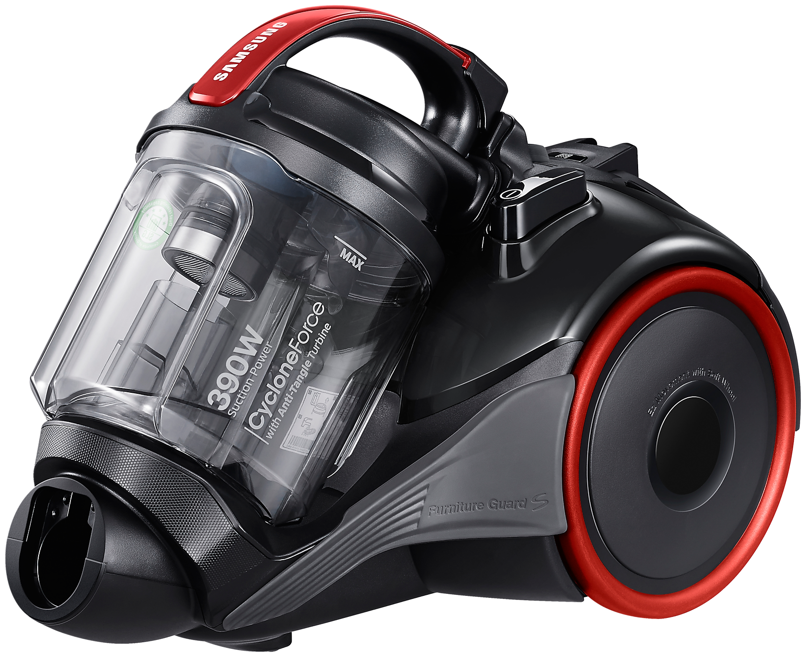Пылесос с контейнером Samsung VC15K4116VREV 1500 Вт, чёрный/красный