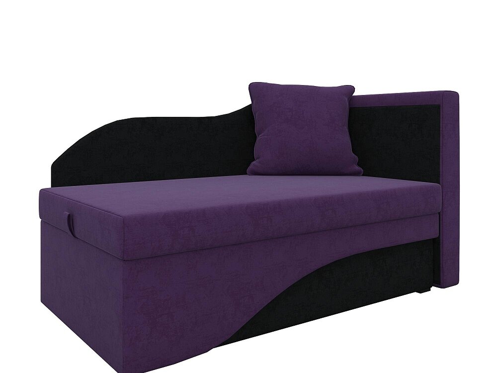 Прямой диван тахта Грация Фиолетово-Черный, тахта, 133х77х77 см, с ящиком для белья