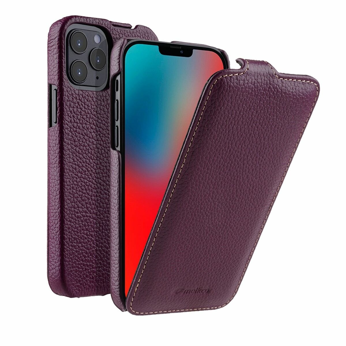 Кожаный чехол флип Melkco для Apple iPhone 12 Pro Max (6.7") - Jacka Type, сиреневый
