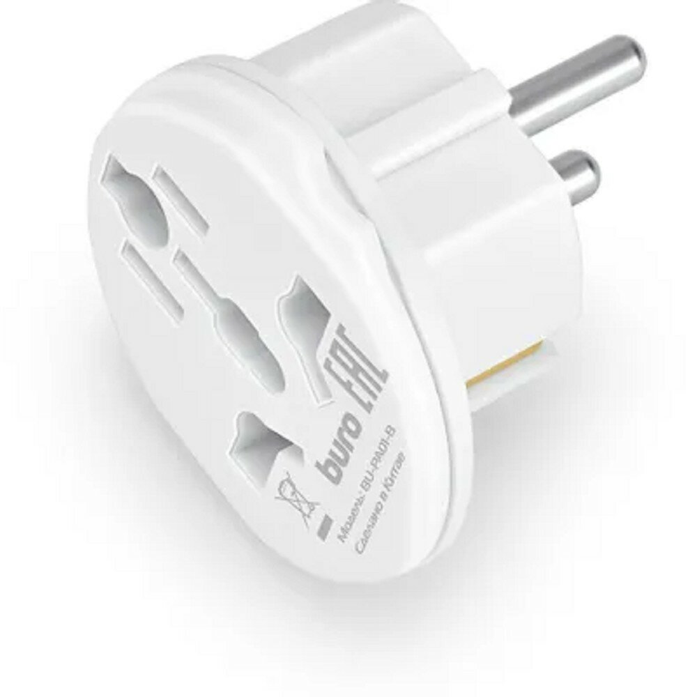 Buro Адаптер-переходник BU-PA01-W 1 розетка белый пакет ПЭ BU-PA01-W