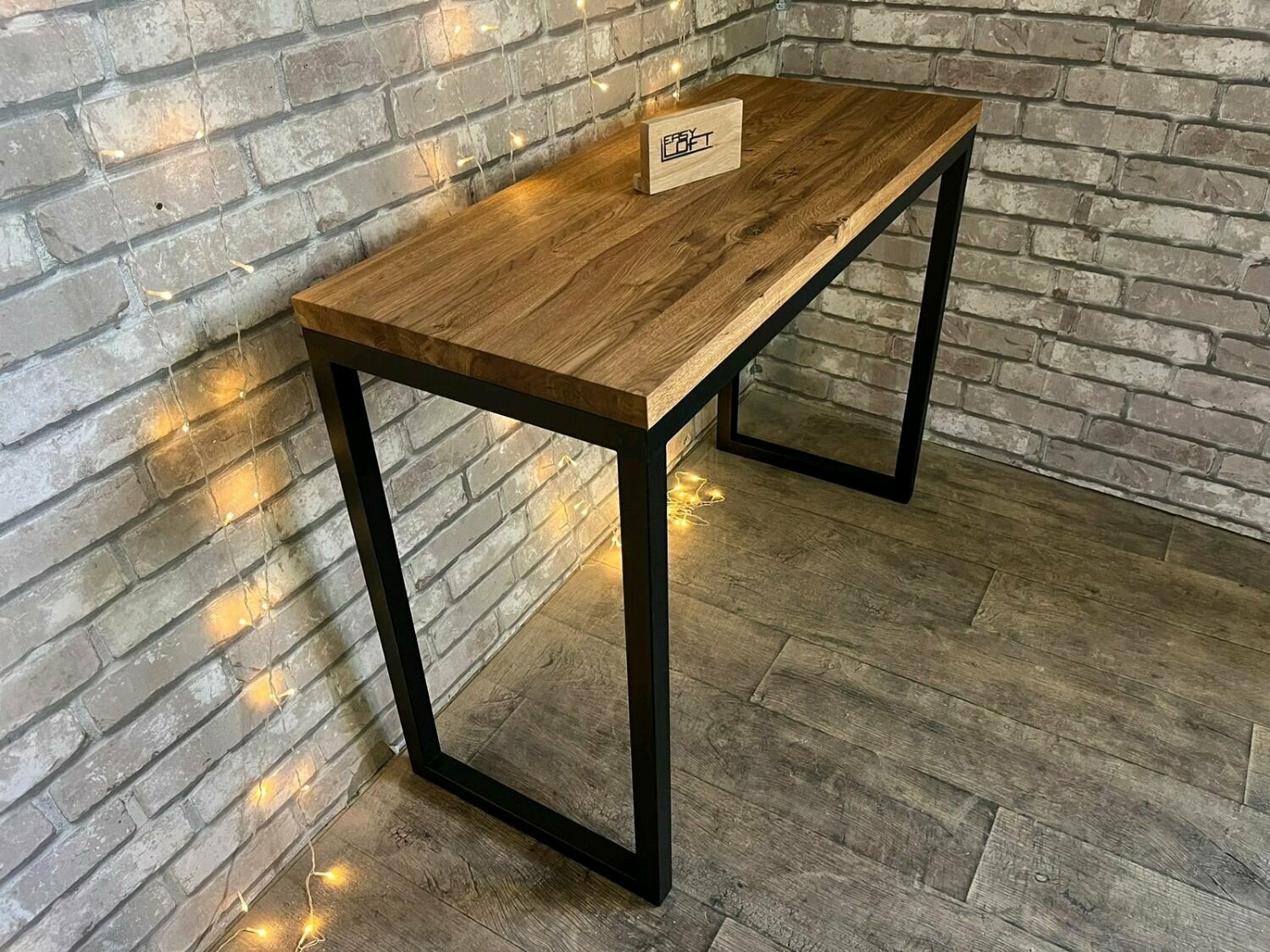 Барная стойка из массива дуба от "EasyLOFT" в стиле лофт, 120х50х90 см.