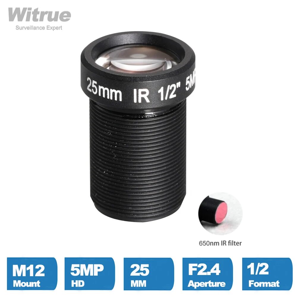 Объектив для экшн-камеры Witrue M12-5MP-25MM-IR 5 Мп 25 мм