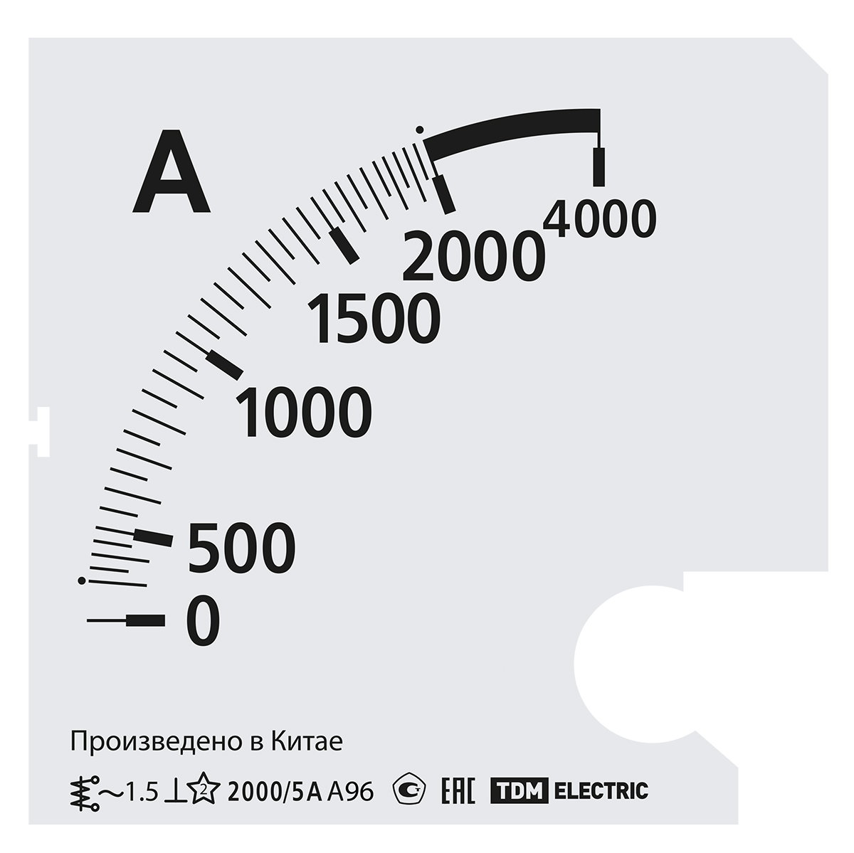 Шкала сменная для амперметра TDM Electric / ТДМ Электрик Ш96 2000/5А-1.5 для А96 Х/5А, измерительная, белая, 96х96мм, класс точности 1.5 / аксессуары для измерительных приборов