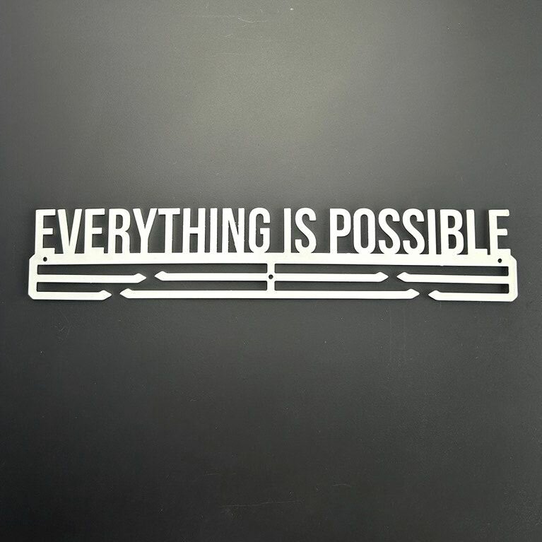 Медальница Everything is possible /все возможно, вешалка для медалей металлическая , размер 34*6, белая