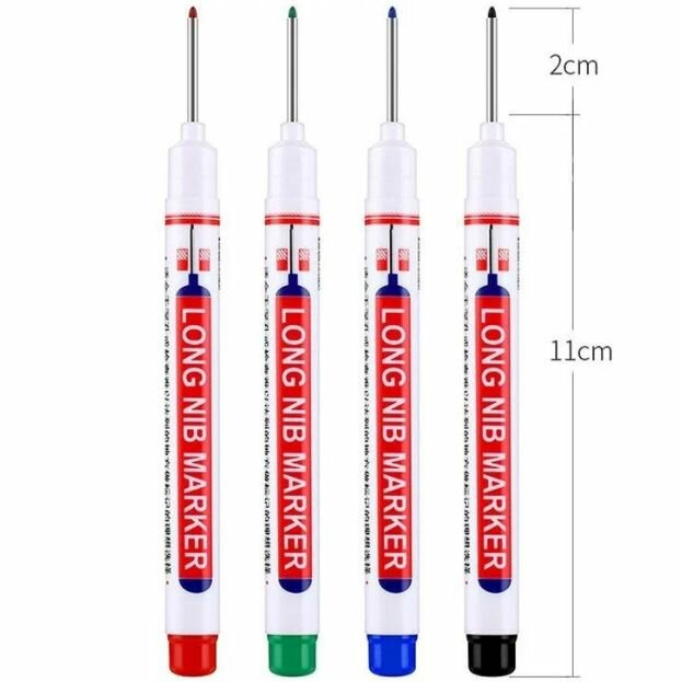 Маркер перманентный , с длинным стержнем, строительный, тонкий, с длинным наконечником, для разметки,