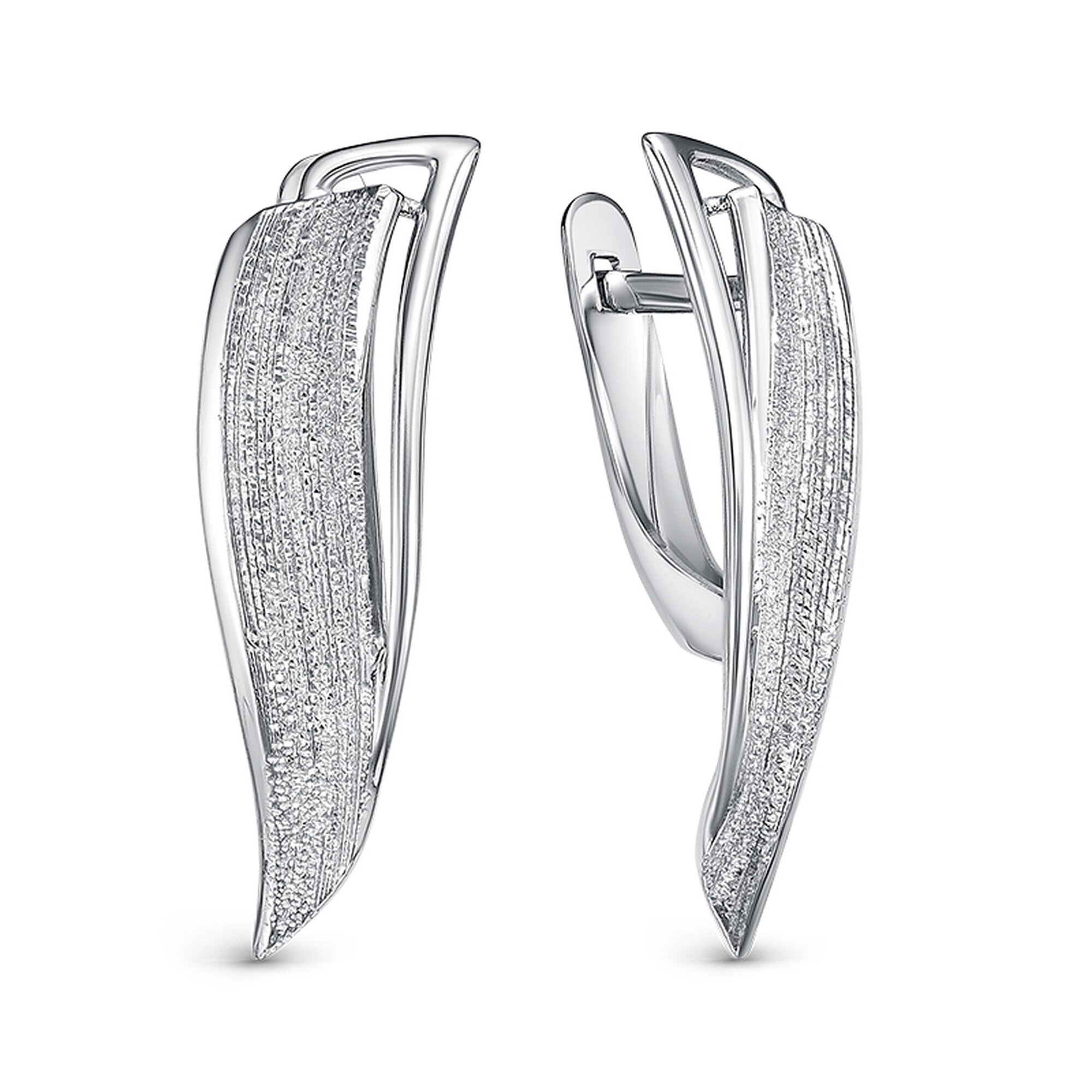 Серьги, серебро, 925 проба, родирование