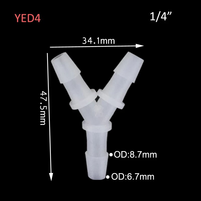 PVDF Y-образный фитинг YED4 1/4" OD:8.7mm OD:6.7mm