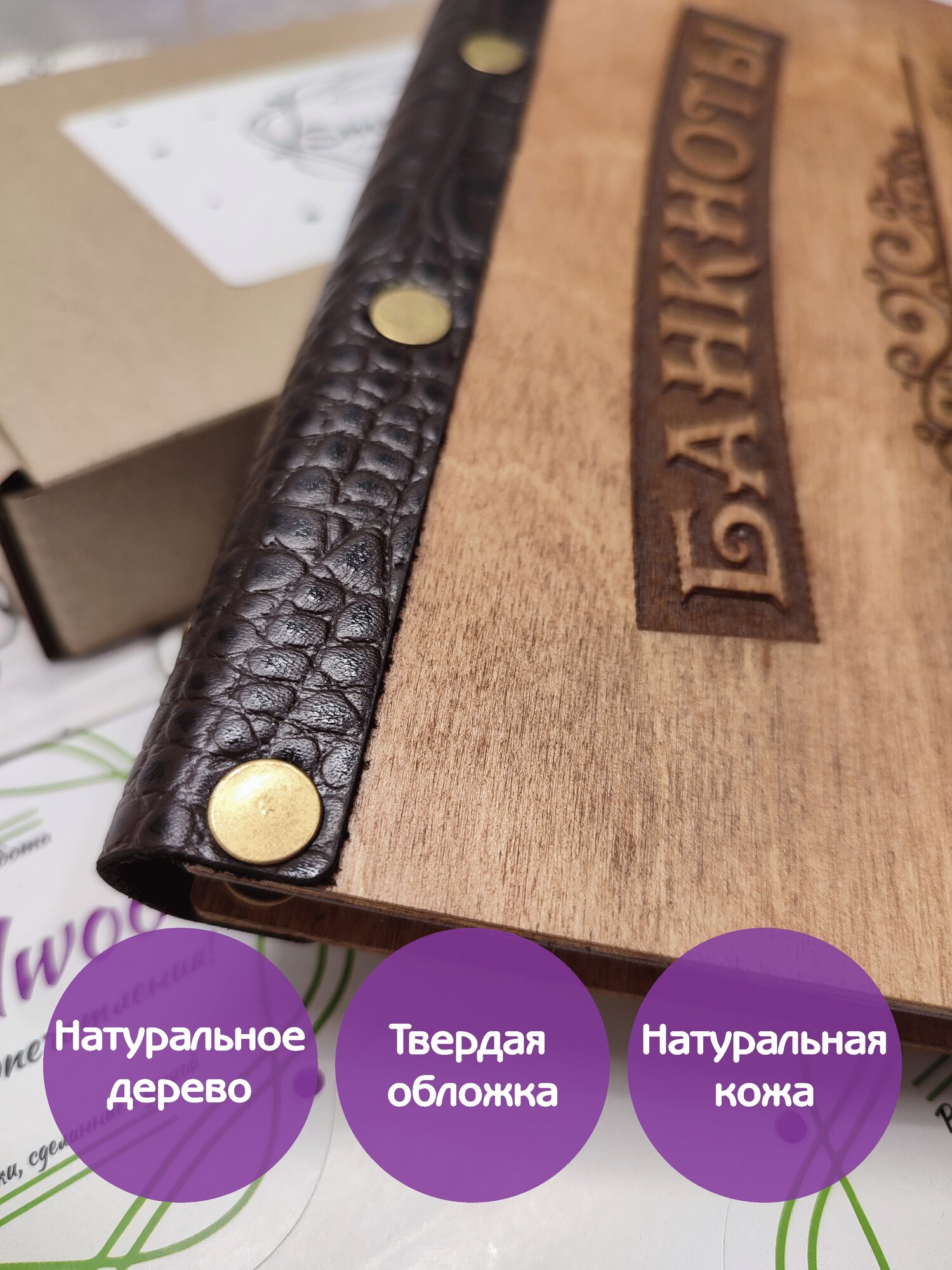 Альбом для банкнот "Smellwood", натуральная кожа, 24 банкноты, А5 — фото 1