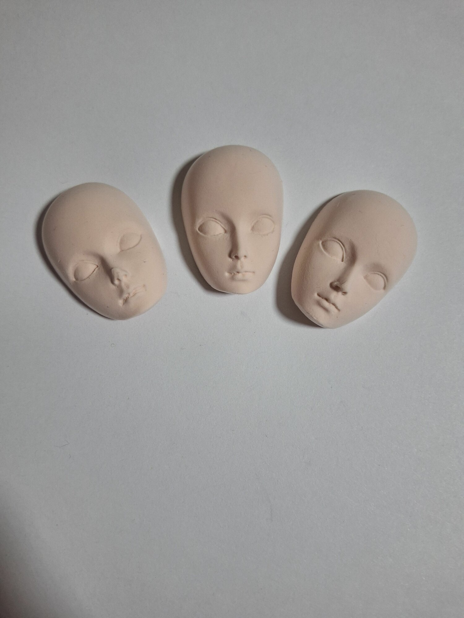 Набор лиц - 3 шт, для ватной игрушки, Снегурочка, девушка