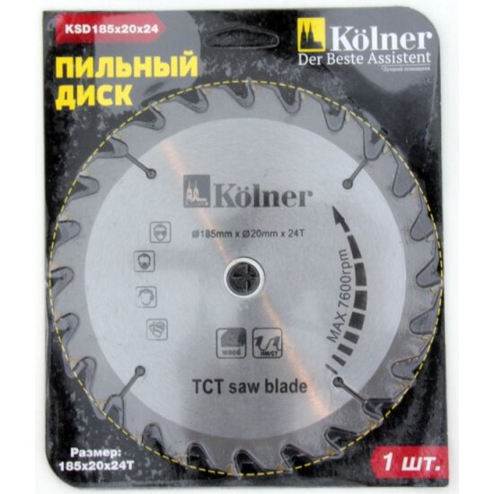 Диск пильный Kolner KSD 185*20*24, посад. диам. 20мм, 24 сегмента