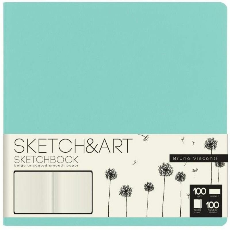 Скетчбук Sketch&Art "Zefir", 140х210 мм, 100 бежевых листов, 100 г/м2, книжный переплет, мягкий, цвет Мятный
