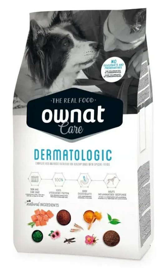 Ownat Adult Care Dermatologic Сухой корм для собак всех пород склонных к дерматологической чувствительности, с лососем, 3 кг