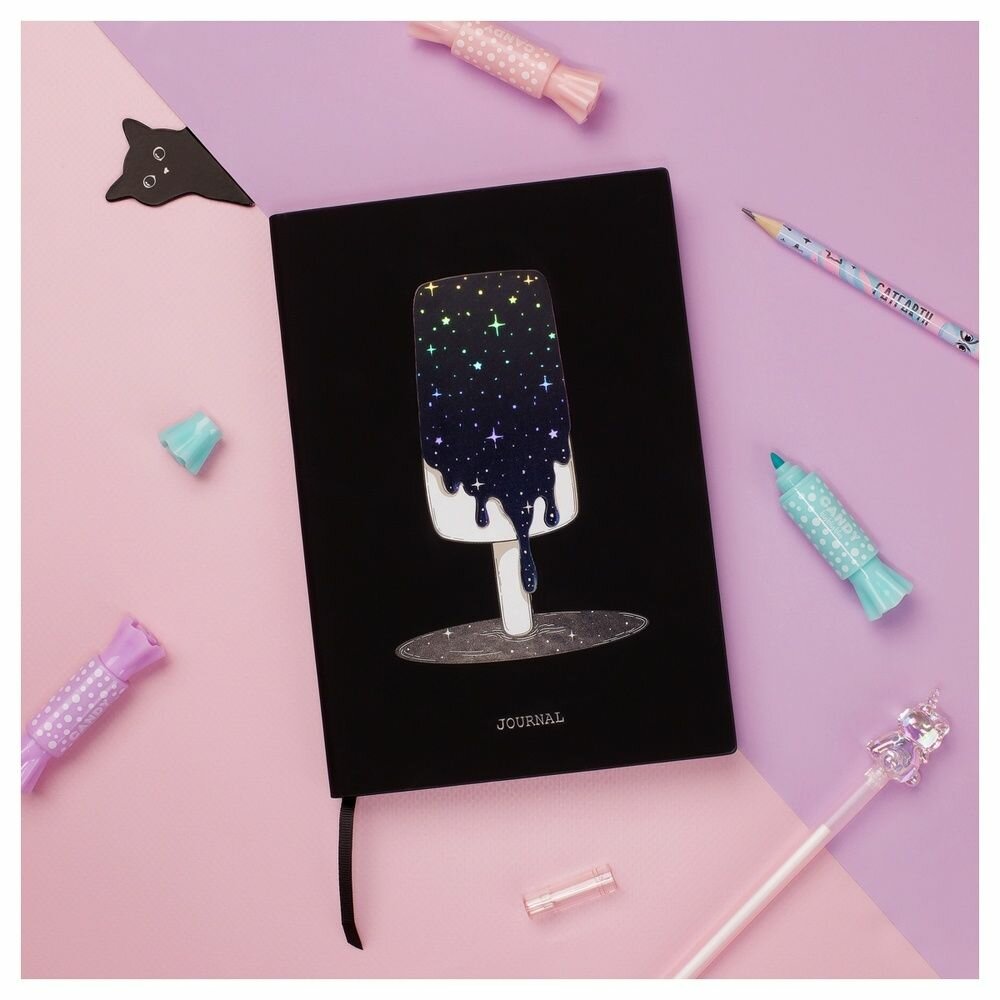 Ежедневник недатированный Meshu "Magic. Ice cream", А5, 136 листов, кожзам, аппликация с анимированным изображением, закладка-ляссе (MS_53618)
