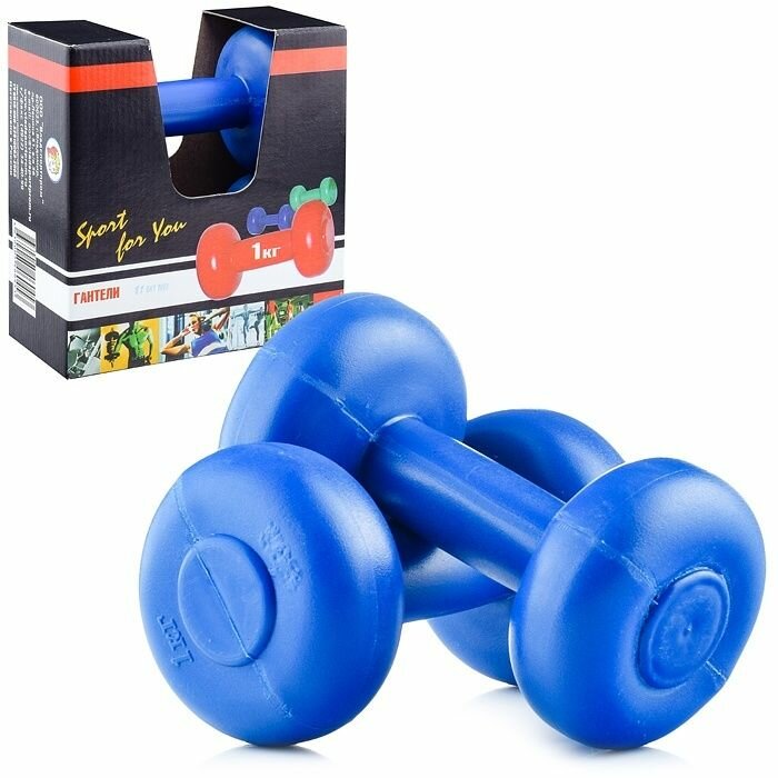 Гантели Владспортпром 1 кг, 2 шт, синие (02-031)