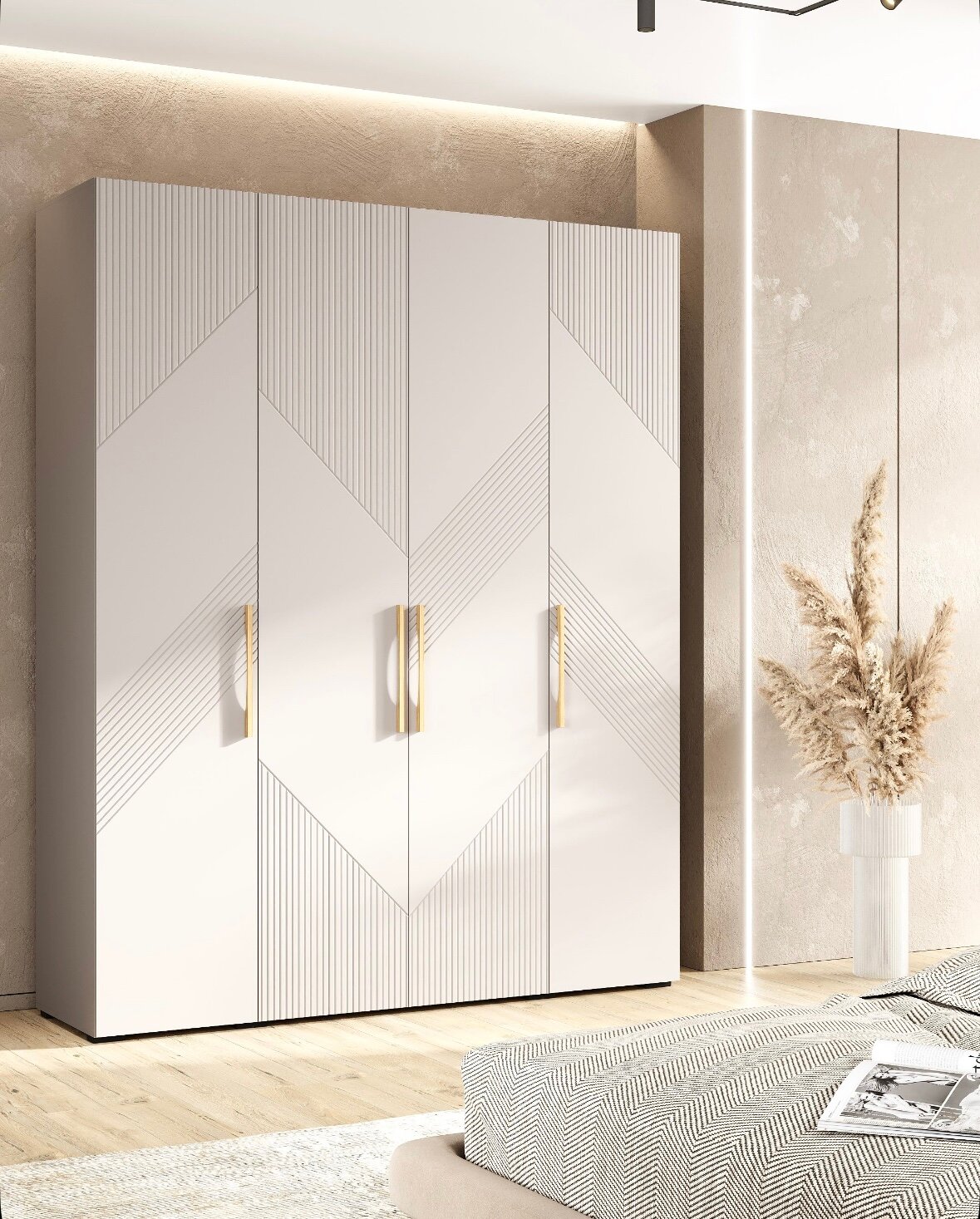 Шкаф Ирис 1.8 метра. 4х створчатый. ЛДСП/МДФ. Кашемир/Кашемир