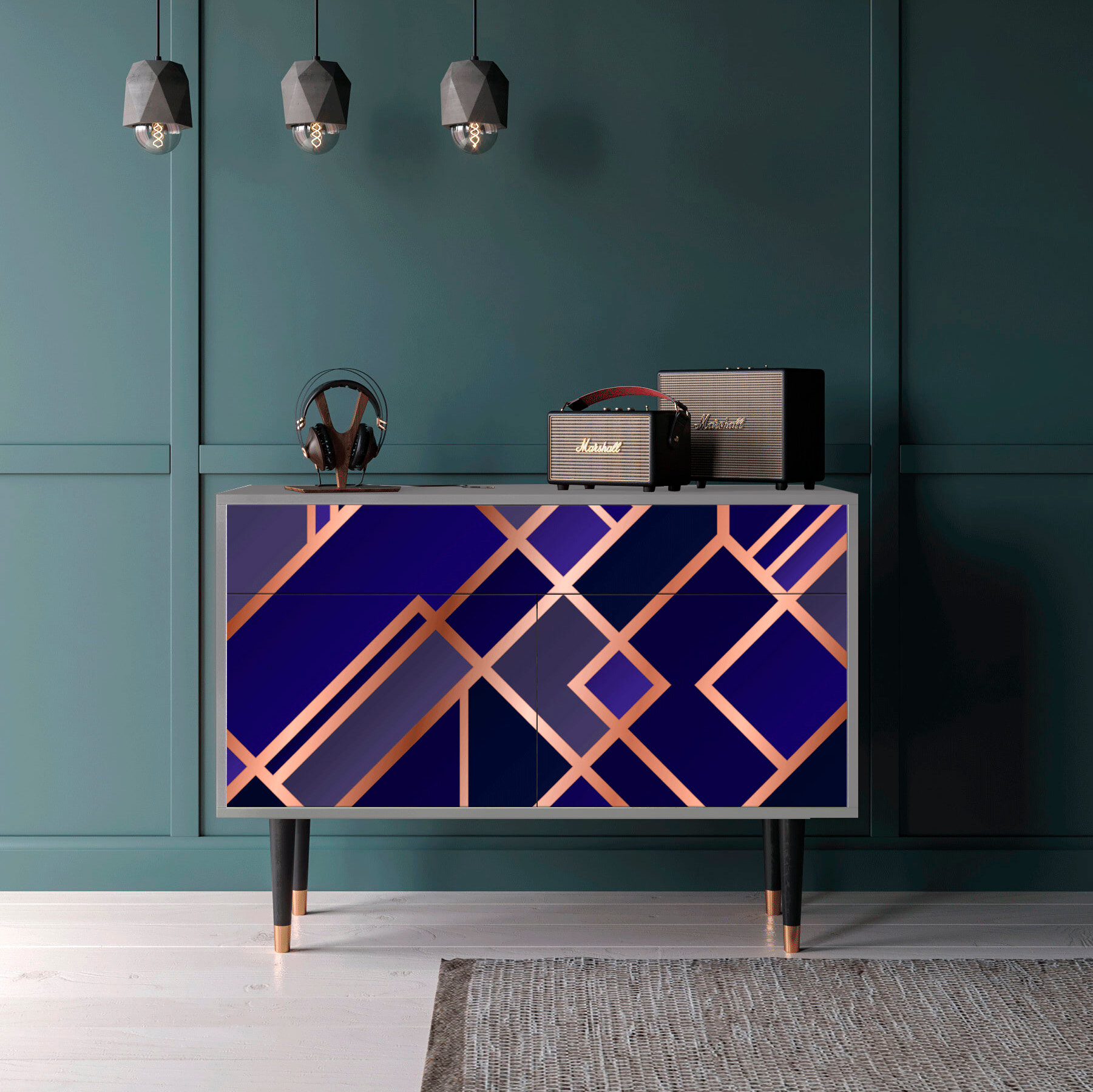 Комод - STORYZ - BS4 Aquamarine Getsby, Размер - 115 x 85 x 48 см, Цвет корпуса - Серый