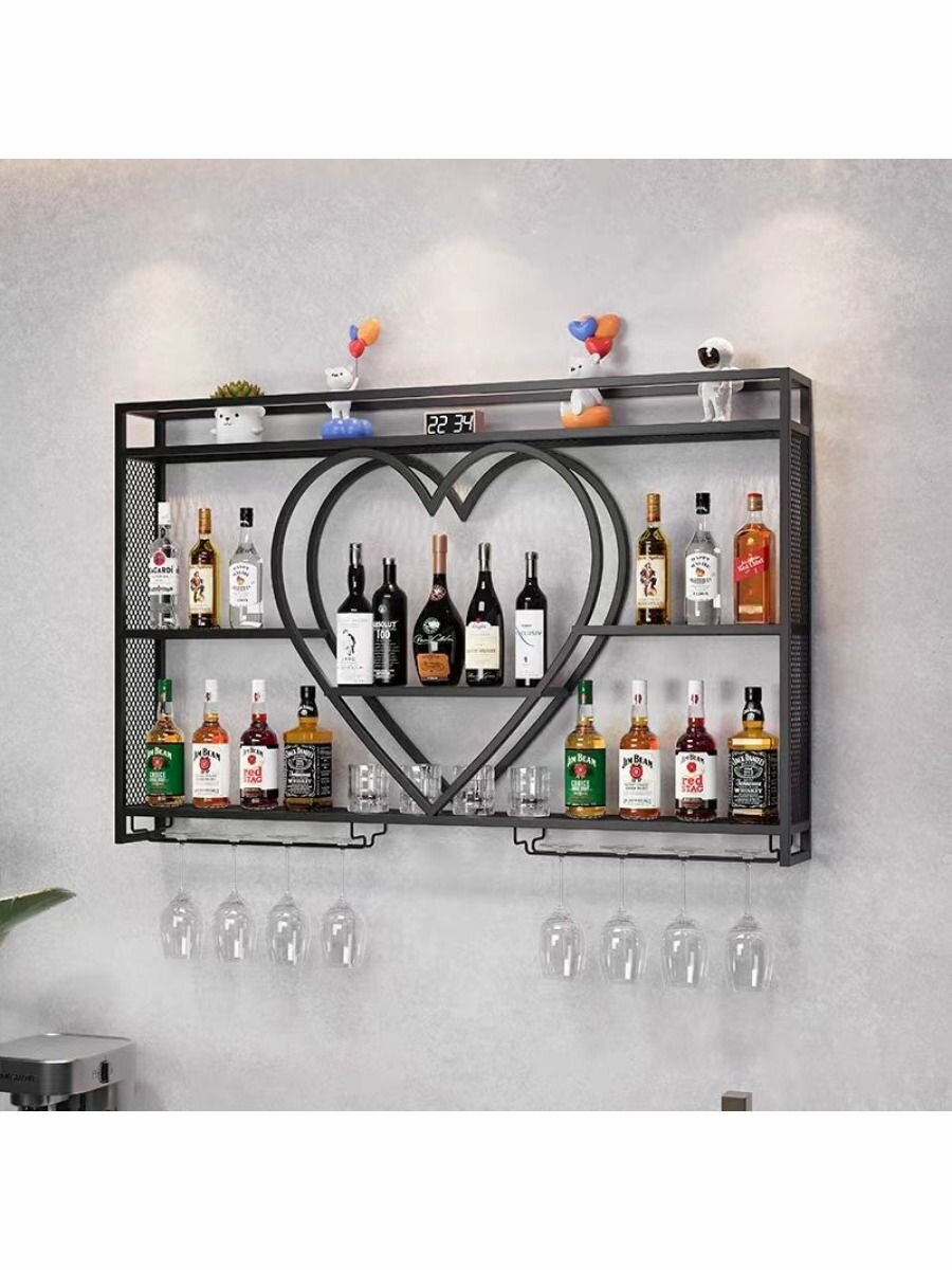 Любовный винный шкафчик из кованого железа, висящий на стене