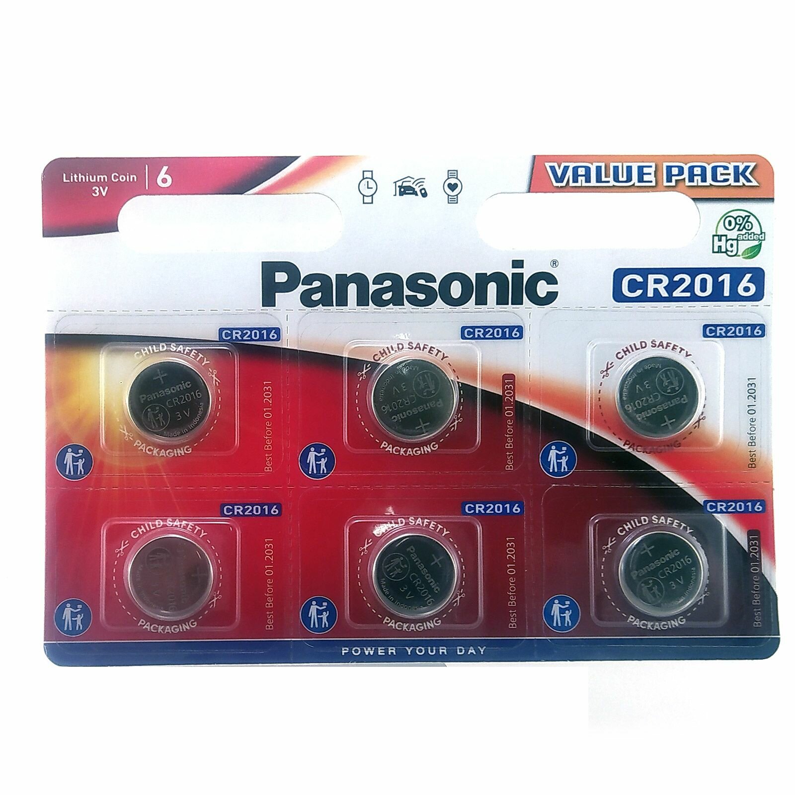 Батарейка (6шт) PANASONIC CR2016 3В дисковая литиевая (бл6)