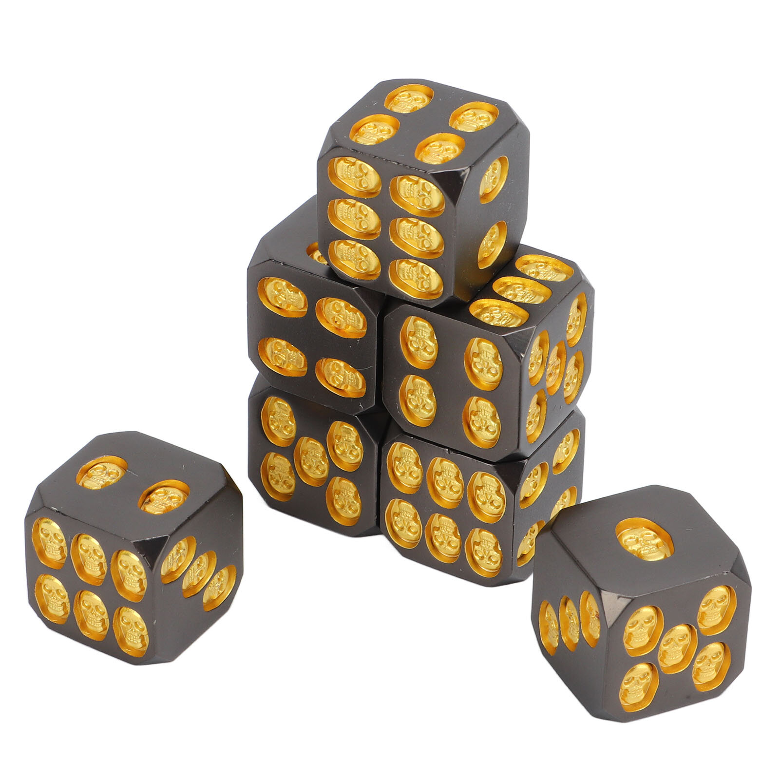 Шт, набор металлических кубиков, изысканный квадратный инкрустированный череп, кубики, реквизит для настольной игры, реквизит для праздничной вечеринки, черный и золотой