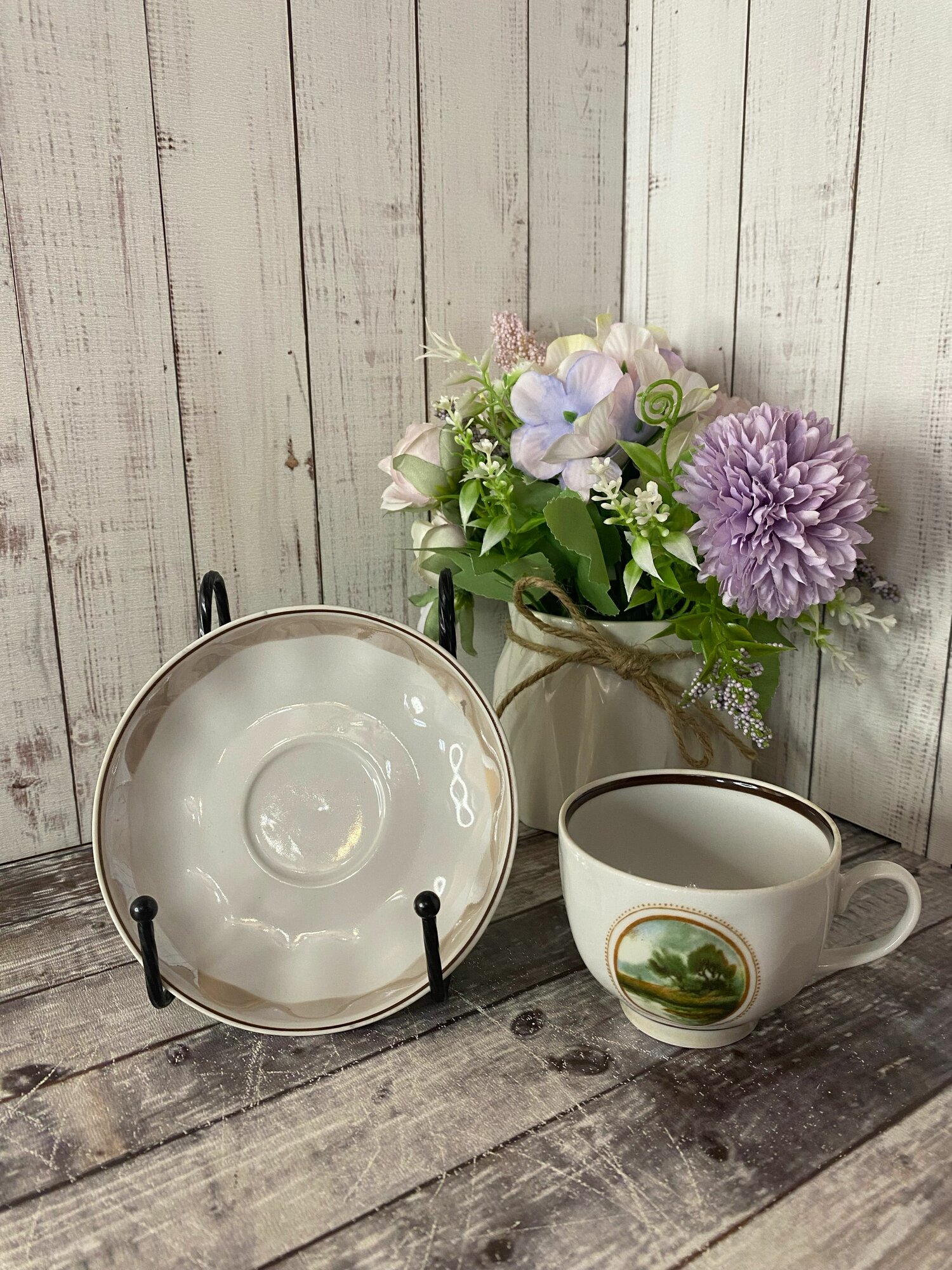 Кофейная пара Дулевский фарфоровый завод Пейзаж, фарфор, 2001 год