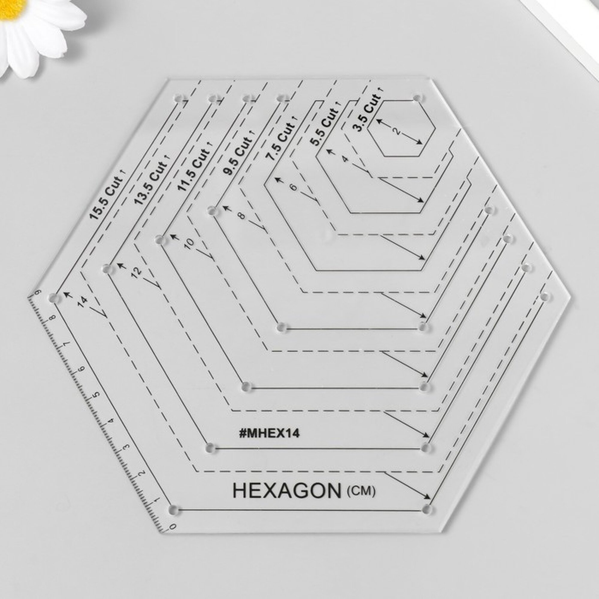 Линейка для пэчворка Сима-ленд "Шестигранная", пластик, прозрачная, 1 шт
