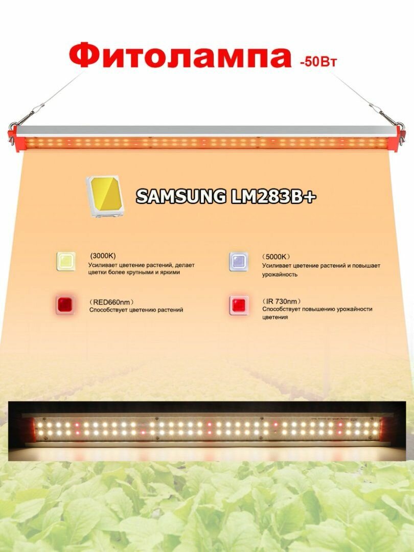 Фитолампа Quantum Board / 200лм/в полный спектр света для растений / 74 диодов, 450нм660 нм, 3000K 5000K.
