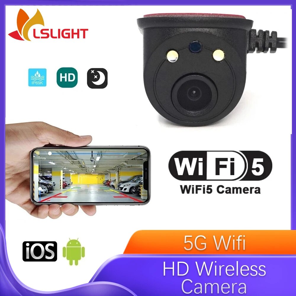 Автомобильная левая и правая камера бокового вида 5G Wi-Fi Беспроводная HD Водонепроницаемая камера IP68 5 В USB Поддержка IOS Android Аксессуары для электроники
