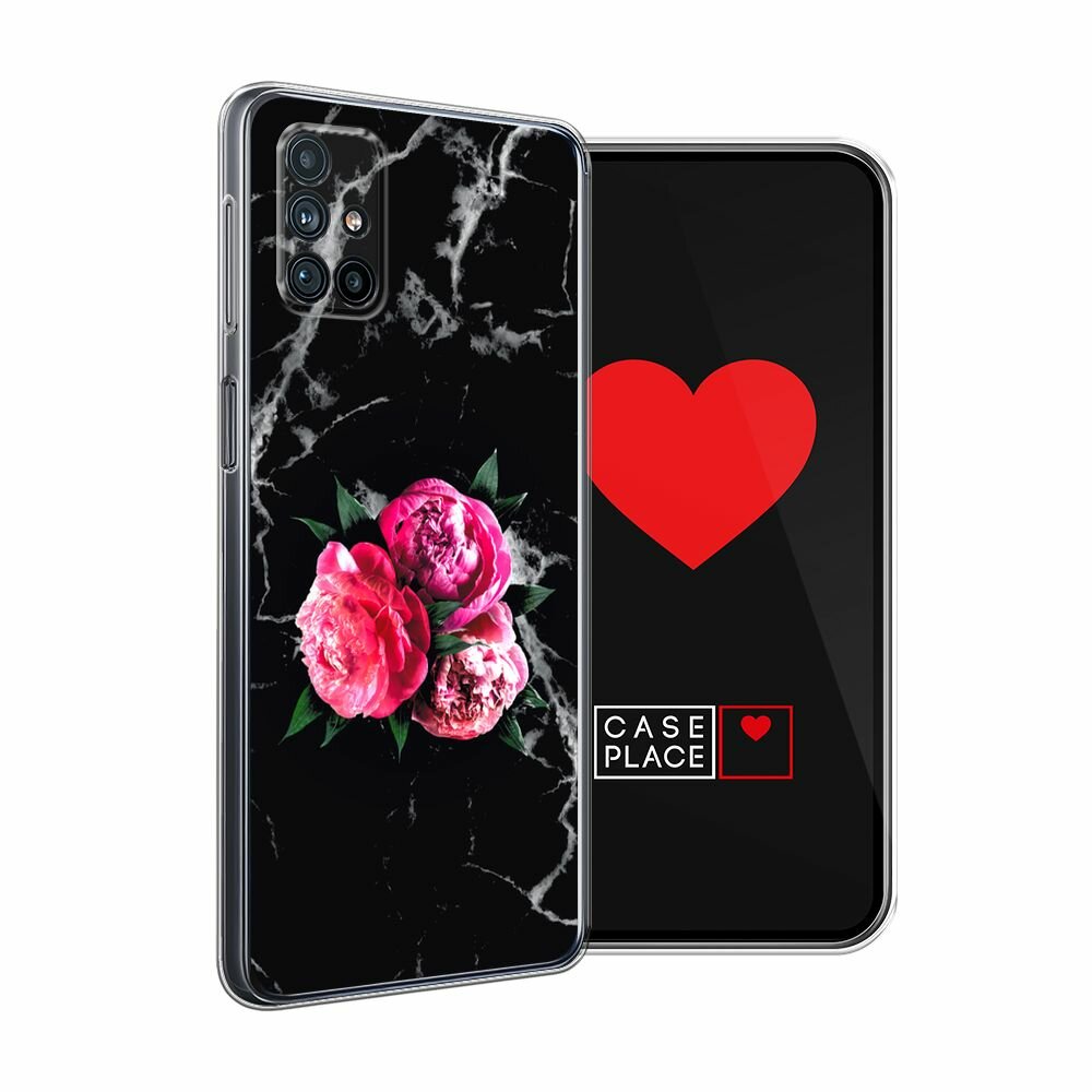 Чехол на Samsung Galaxy M31s / Самсунг Галакси M31s с принтом "Букет на черном мраморе" — фото 1