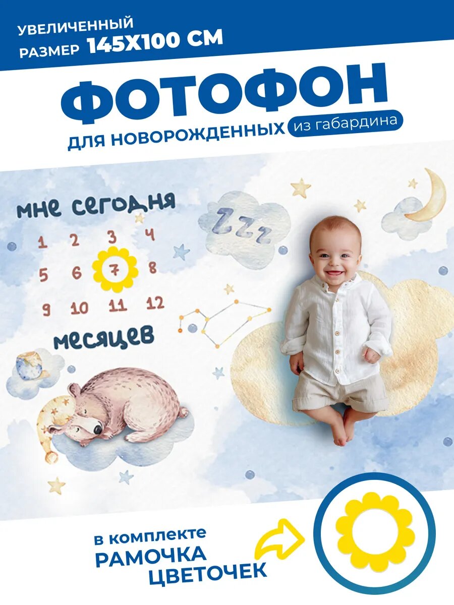 Фотофон Homepick для новорожденных малышей по месяцам из габардина