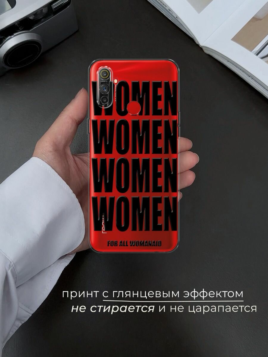 Силиконовый чехол на Realme C3 / Реалми C3 с принтом Women black — фото 1