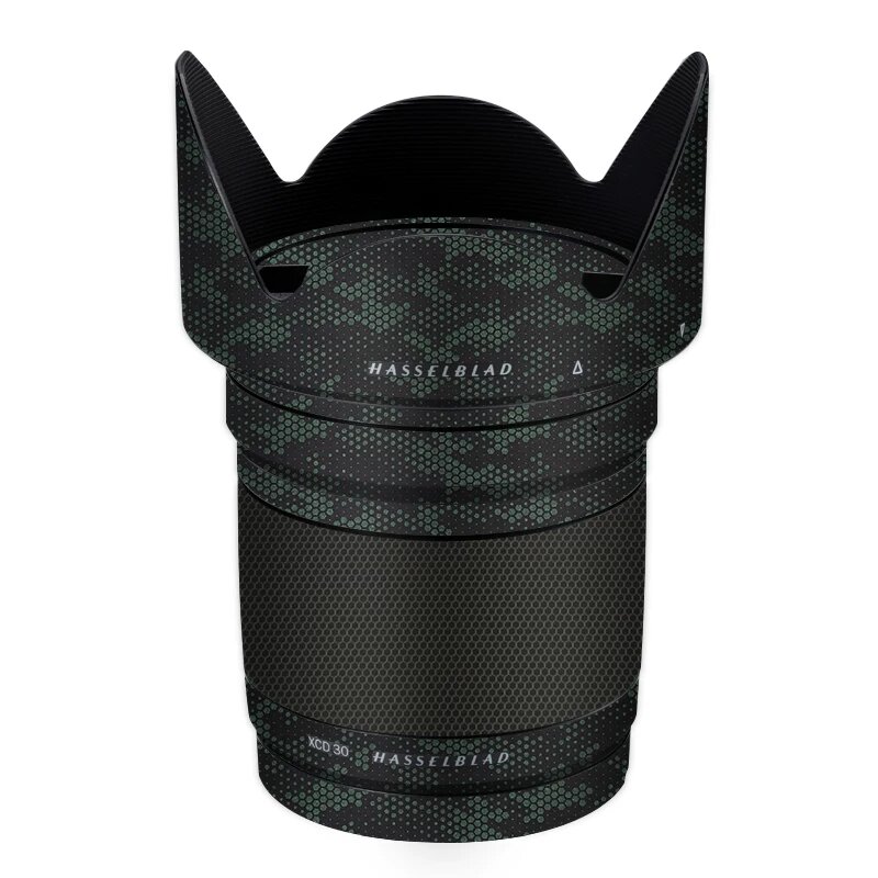 Полная защита объектива Hasselblad XCD 30mm f/3.5 с текстурой змеиной кожи, зеленый - клей 3M