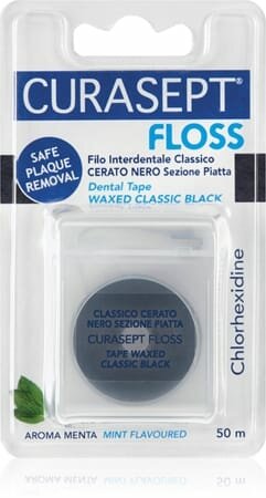 Зубная нить Curasept Dental Tape Waxed Classic Black Mint, 50 м