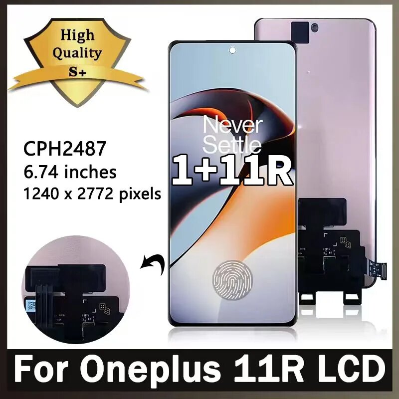 6,74 "AMOLED для Oneplus 11R CPH2487 ЖК-дисплей с цифровым преобразователем сенсорного экрана в сборе для замены дисплея 1 + 11R
