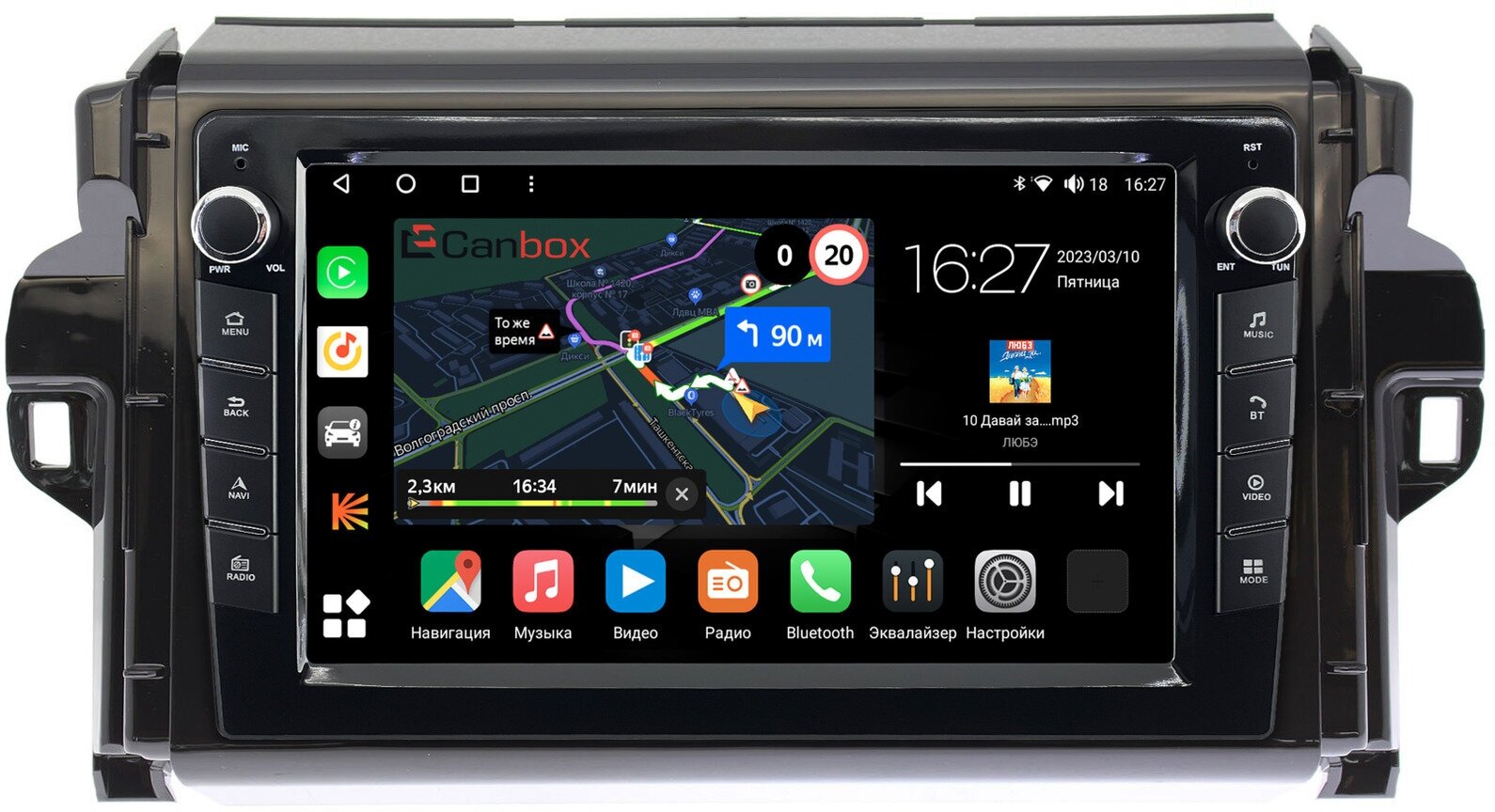 Штатная магнитола Toyota Fortuner 2 2015-2026 Canbox M-Line 7821-9106 Android 10 (4G-SIM, 2/32, DSP, IPS) С крутилками