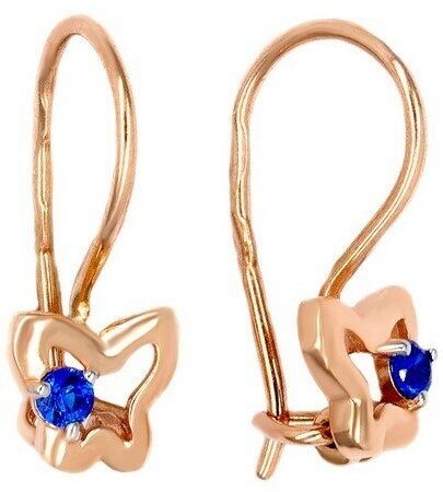 Серьги, золото, 585 проба, фианит