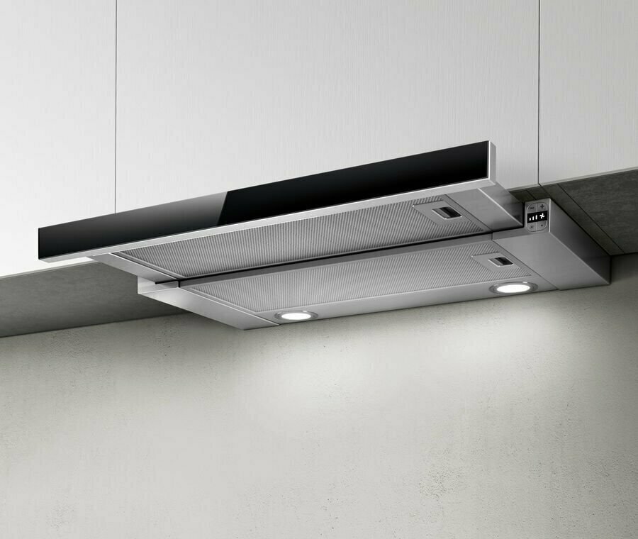 Вытяжка встраиваемая в шкаф ELICA ELITE 26 IX/A/60/VT, нерж сталь, черное стекло