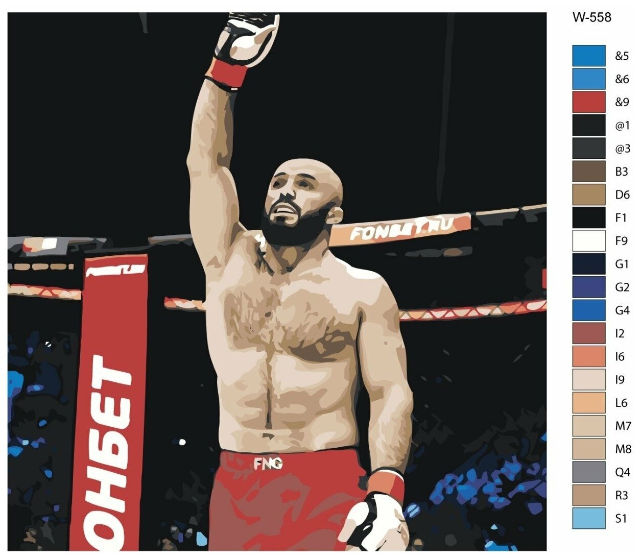 Картина по номерам W-558 "Российский боец без правил - Магомед Исмаилов" 40х40