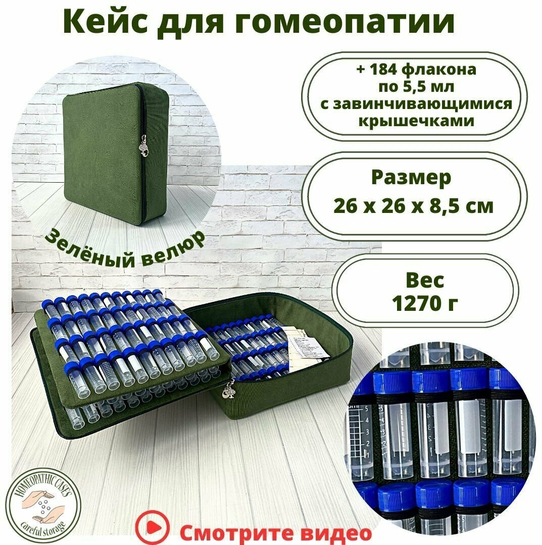 Аптечка, пенал, кейс для хранения и транспортировки гомеопатических препаратов на 184 флакона