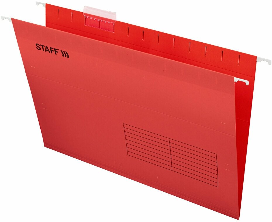 Подвесные папки A4/Foolscap (404х240 мм) до 80 л, Комплект 10 шт, красные, картон, STAFF, 270936, 270936
