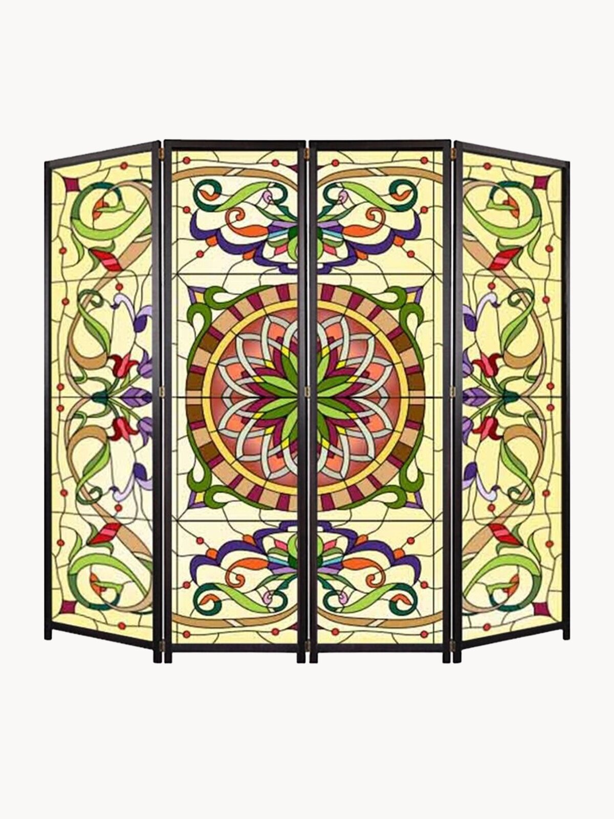 Ширма перегородка складная iDeaLList «Витраж» - 4 створки каркас венге (180х200)